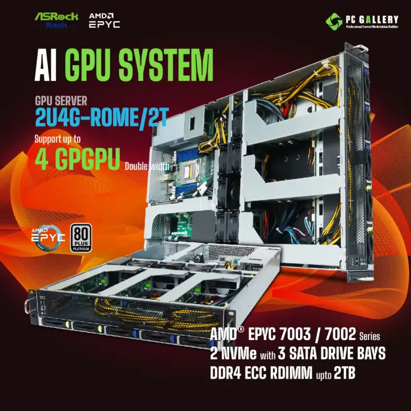 GPU เซิร์ฟเวอร์ 2U4G-ROME/2T AMD EPYC 7313 16C/32T, RTX PRO 2000 ...